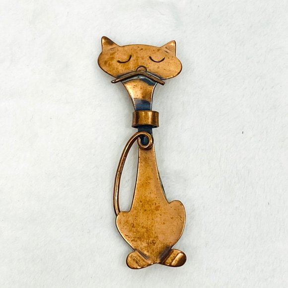 Orb Otto Robert Bade | Jewelry | Vintage Orb Mcm Copper Cat Brooch ...